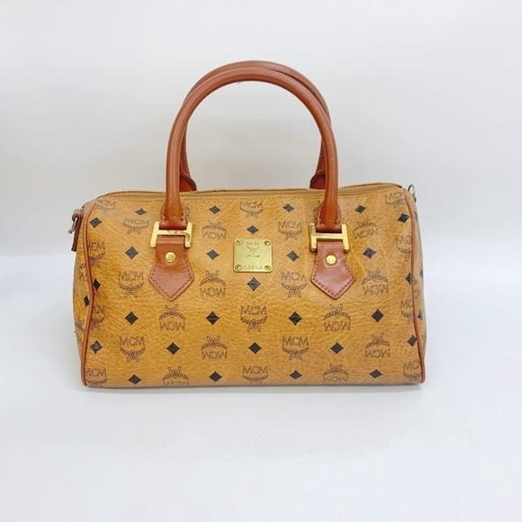MCM | Bags | Mcm Mini Boston Bag Visetos Brown | Poshmark